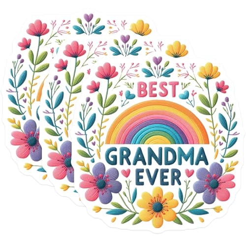 (3 Pack) Best Grandma Ever Decals - Rainbow Grandma Decal - Floral ...