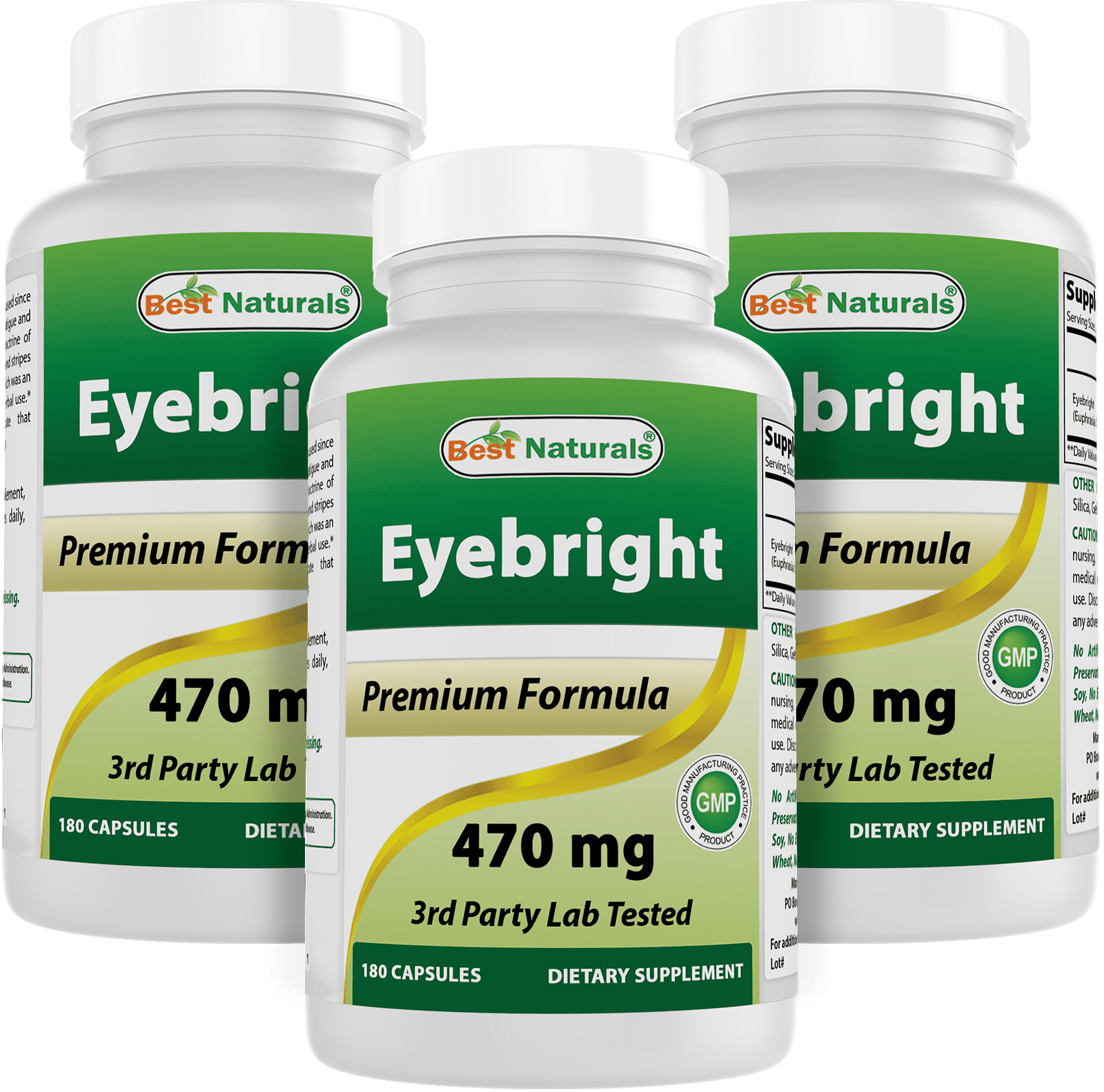 Best Naturals Eyebright 470 mg Eye Supplement Formula, 180 Capsules, 3 ...
