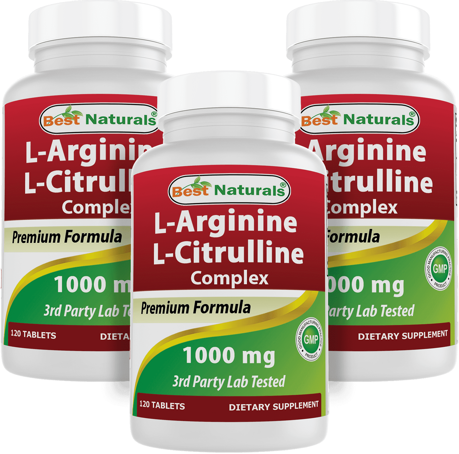 Best Naturals L-Arginine L-Citrulline Complex 1000 mg, 120 Tablets, 3 ...
