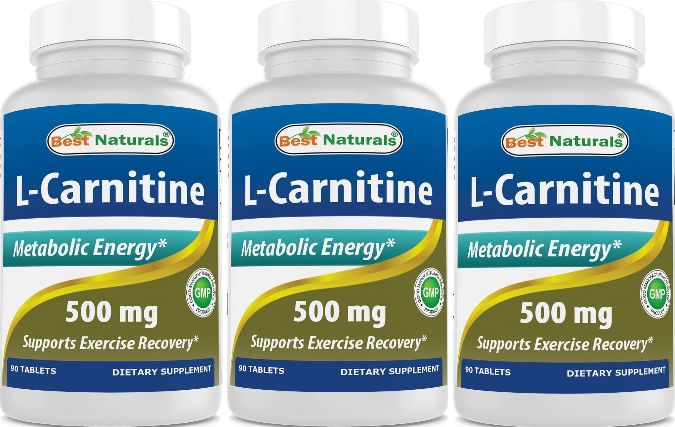 Best Naturals L-Carnitine 500mg, Energy & Muscle Support, 90 Tablets, 3 ...
