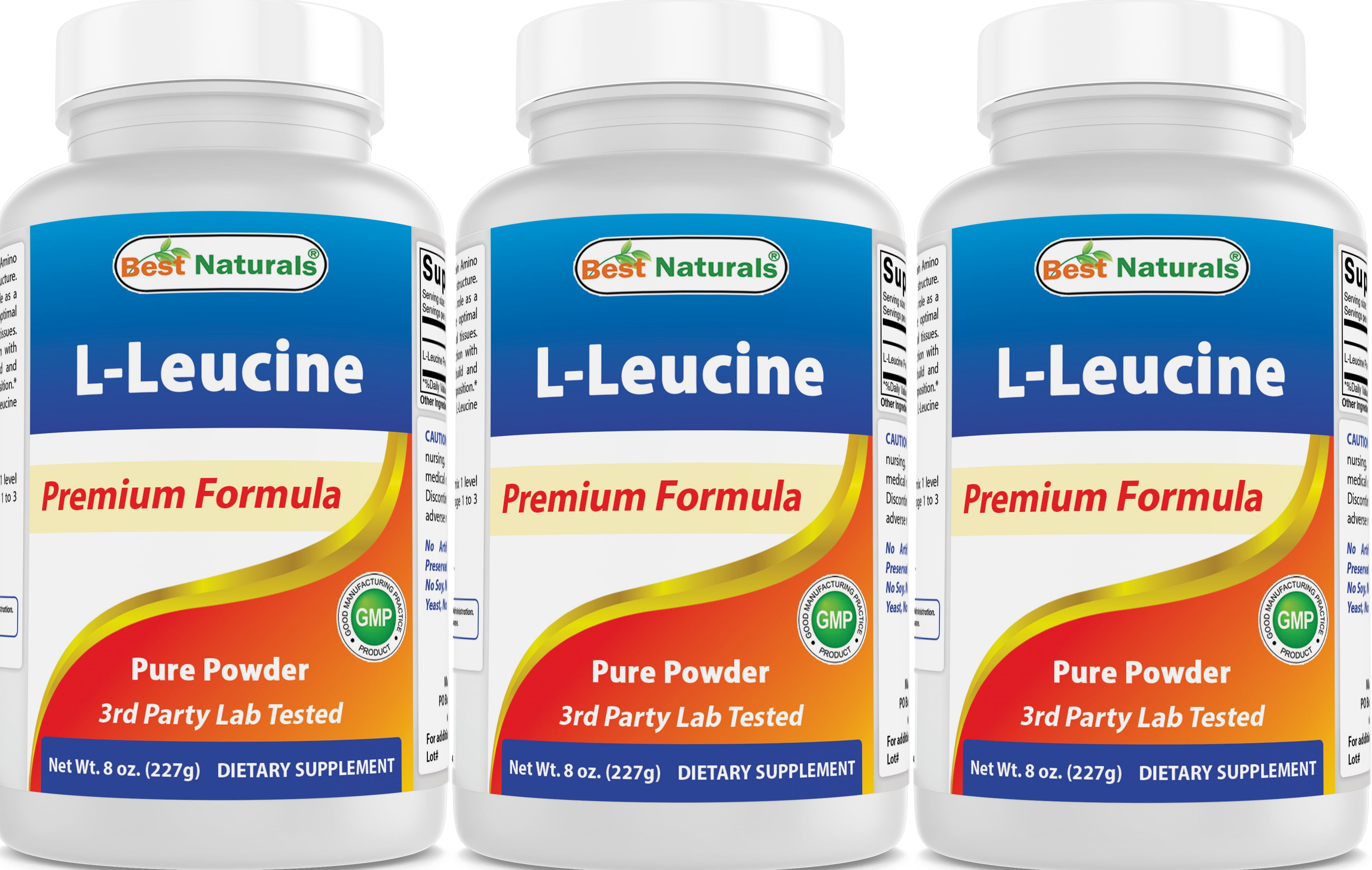 3 Pack Best Naturals L-Leucine Pure Powder 8 OZ - Walmart.com