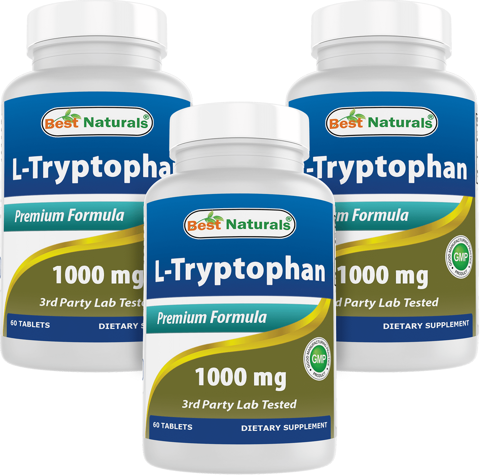 Best Naturals L-Tryptophan 1000 mg, 60 Tablets, 3 Pack - Supports ...
