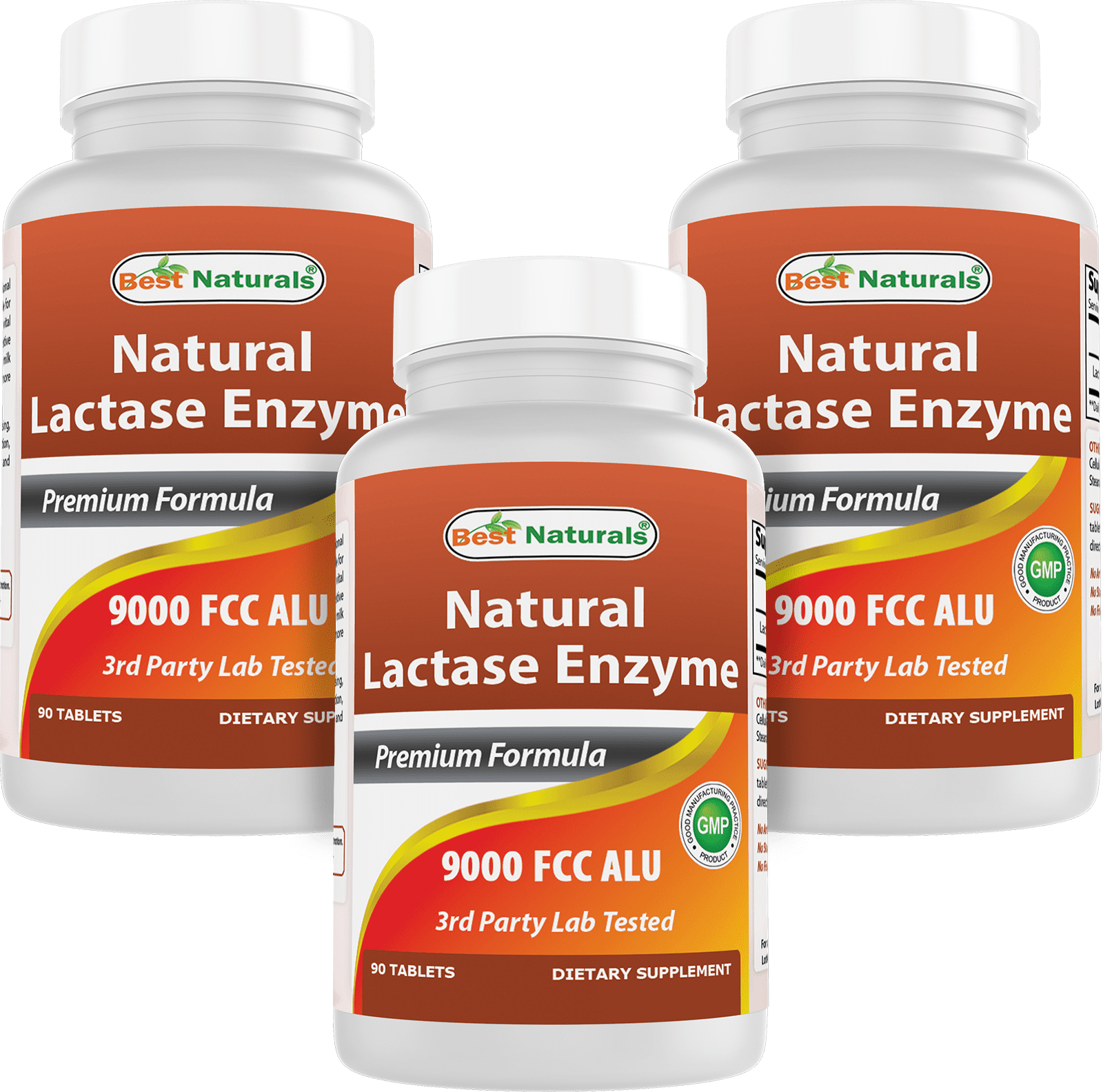 3 Pack Best Naturals Lactase Enzyme Tablets, 9000 FCC ALU, Lactose ...