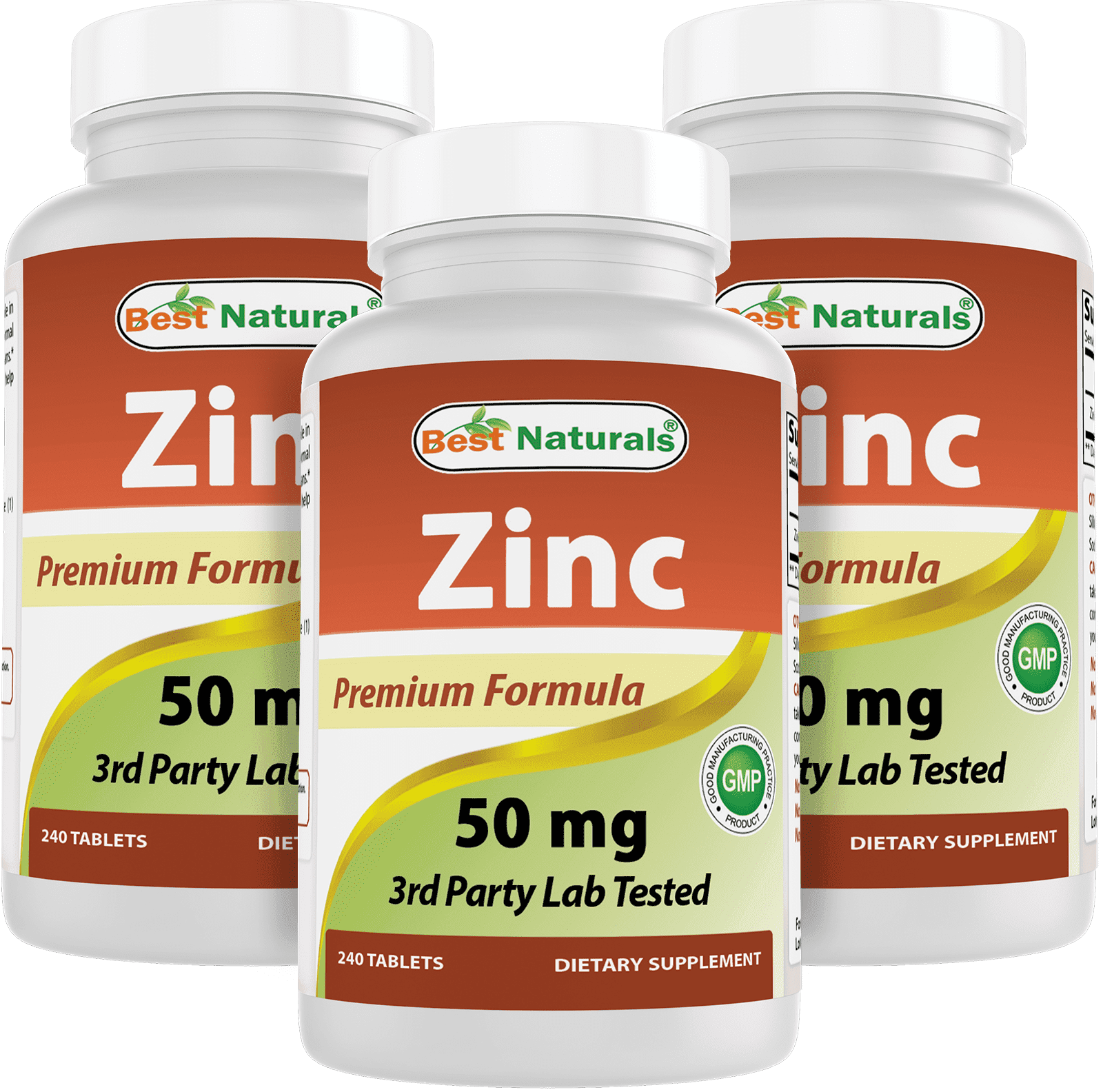 Best Naturals Pure Health Zinc 50 mg Supplement, 3 Pack of 240 Tablets ...