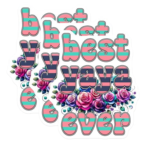 (3 Pack) Best Yaya Ever Decals - Floral Grandma Stickers - Grandmother ...
