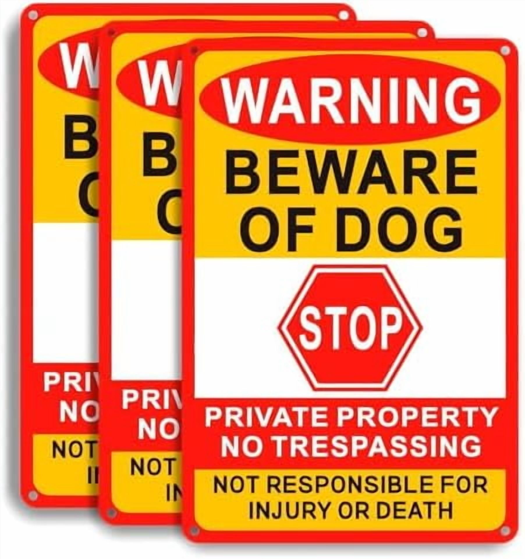 3 Pack Beware Of Dog Sign,8x12 Inches, Reflective Film, Anti-Rust ...