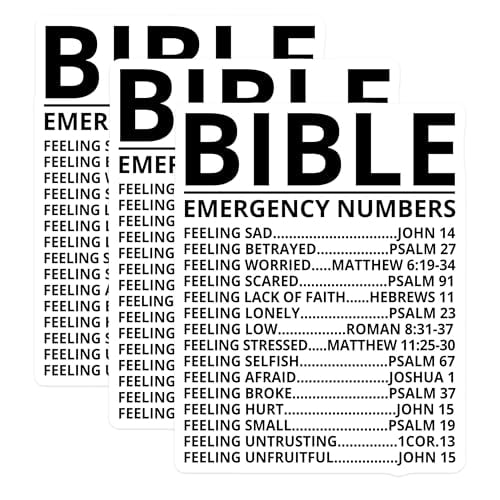 (3 Pack) Bible Emergency Numbers Decals - Religious Verses Decals ...