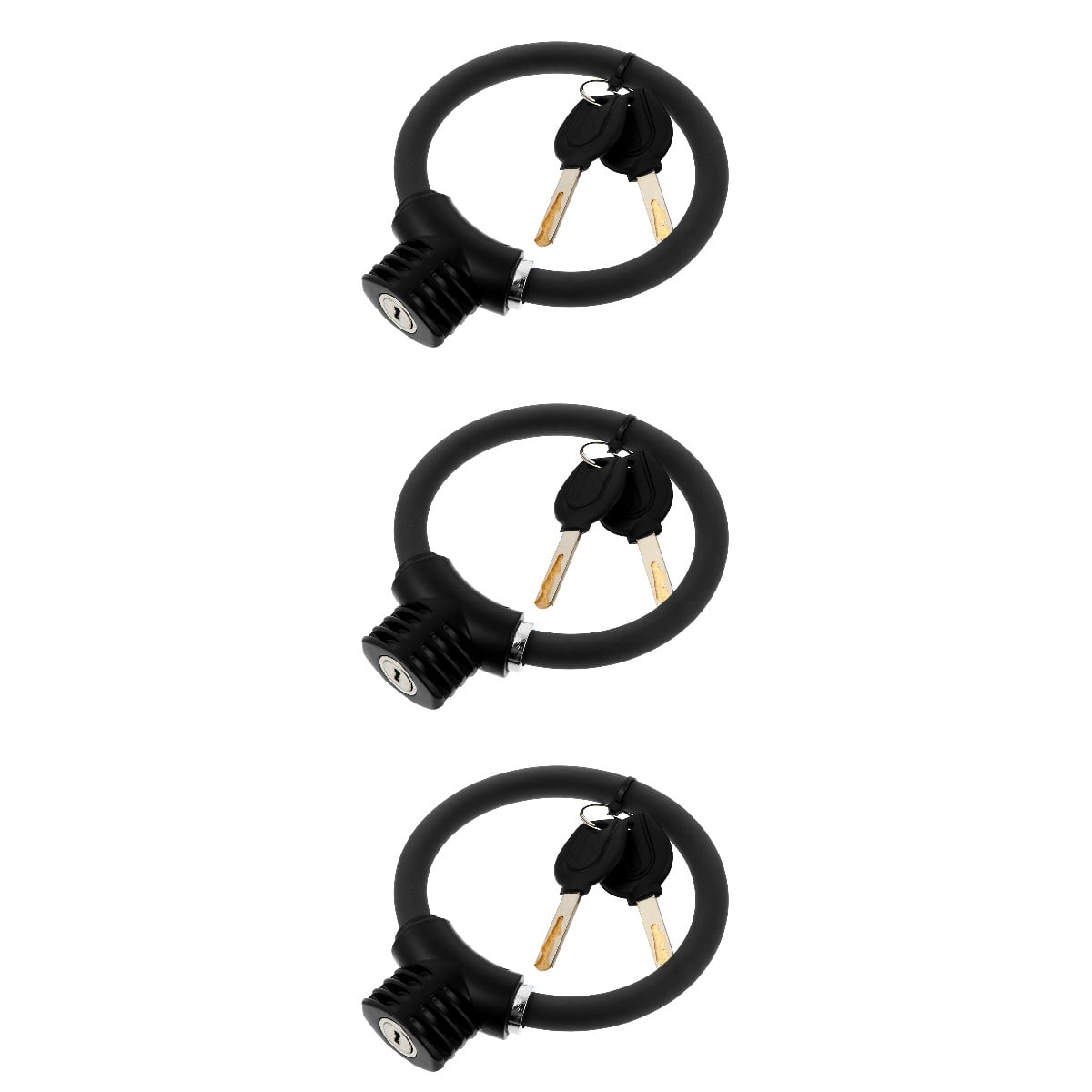 3 Pack Bicycle Ring Lock Bike Cable Keys Bikes Door Bicycles Black ...