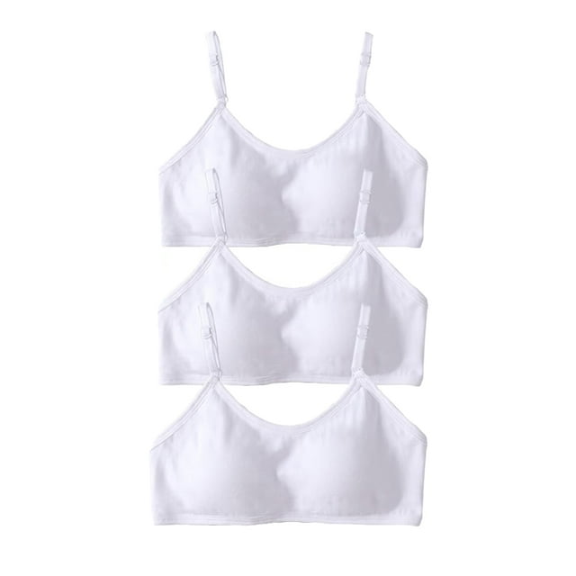 3 Pack Big Girls Bra Comfort Flex Girls Thin Cotton Wireless Light Pull ...