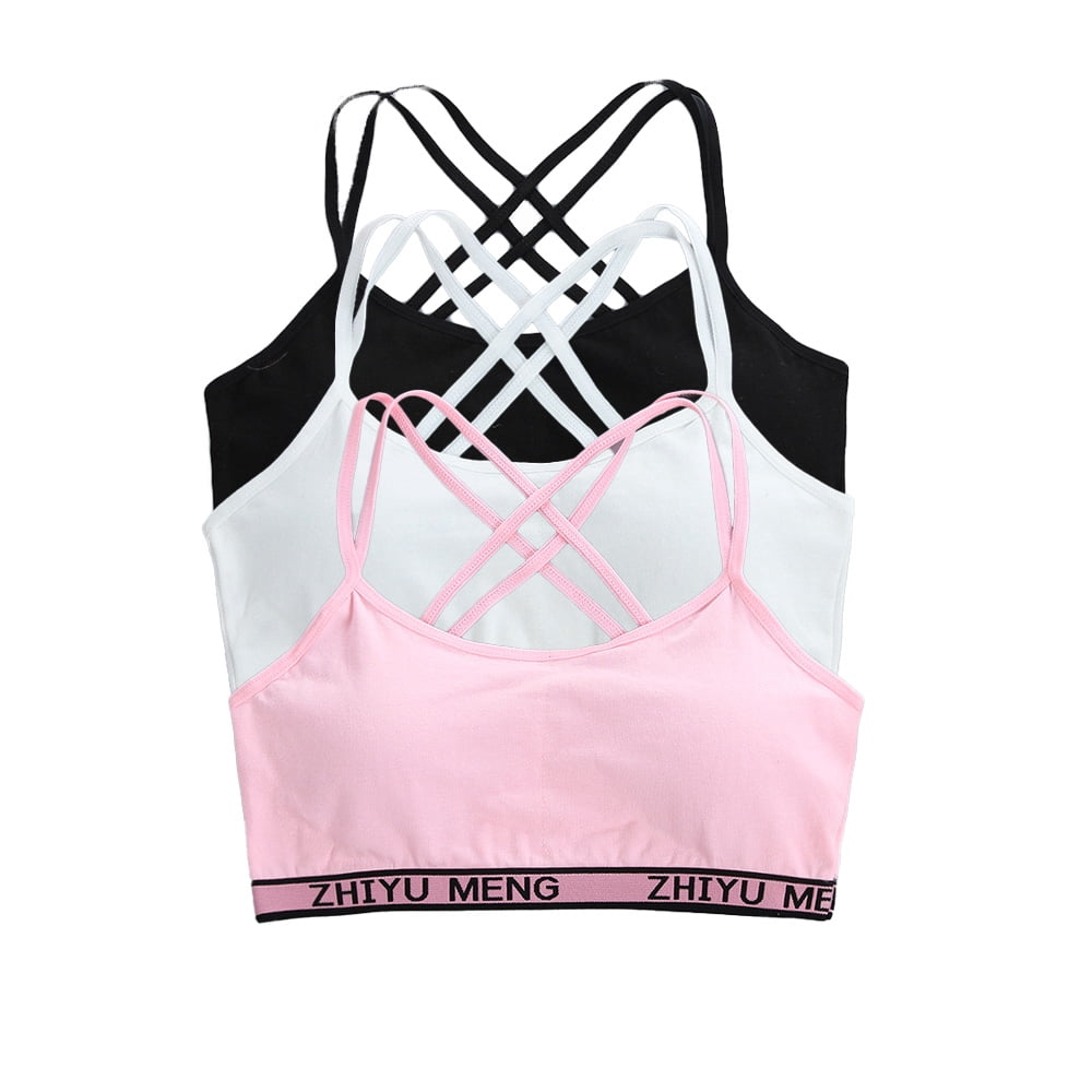 3 Pack Big Girls Bra Comfort Flex Seamless Cami Bralettes Sports Bra ...