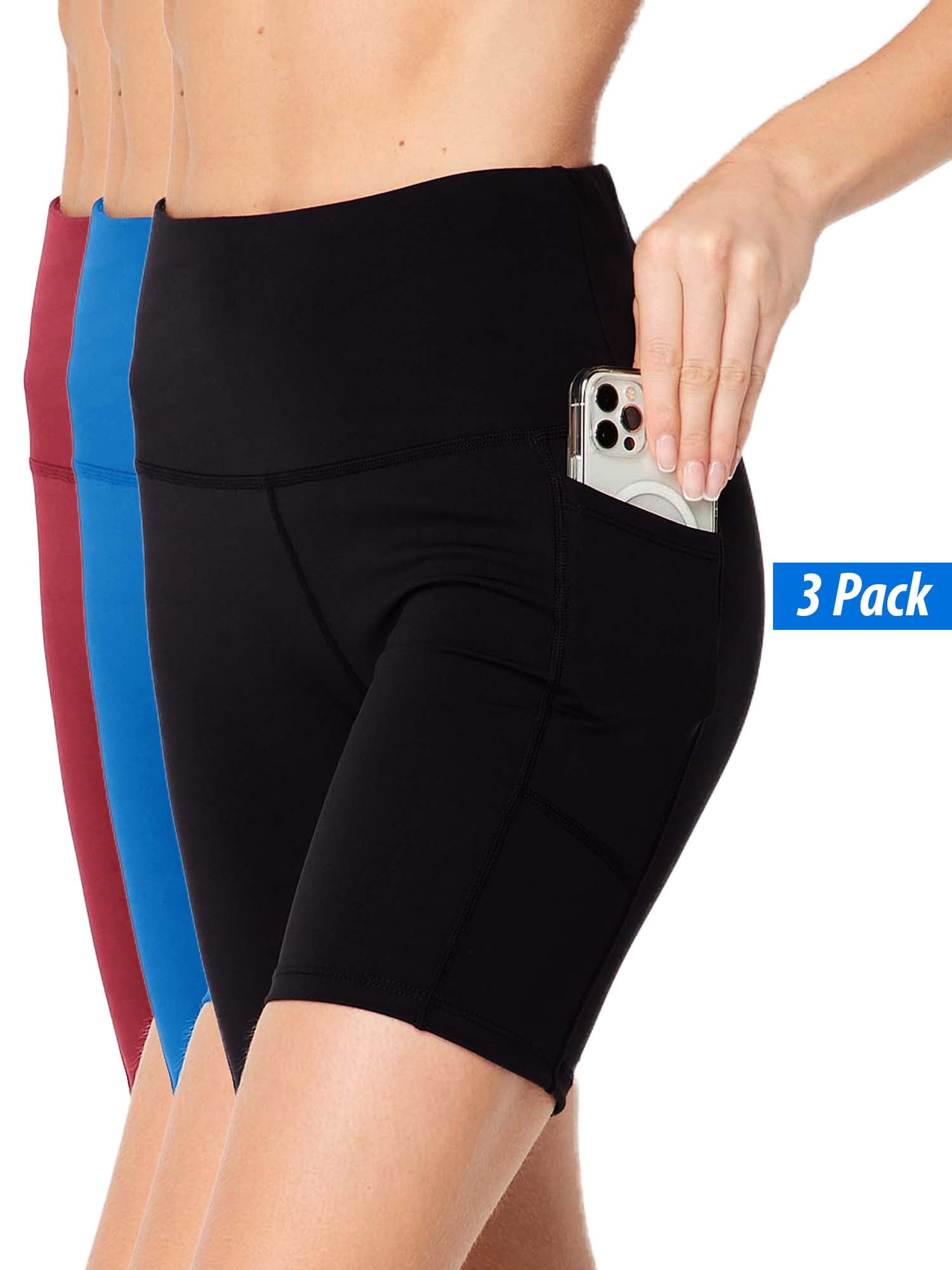 Multipack 3-Pack Women's Biker Shorts with Pocket, Body Contour for ...