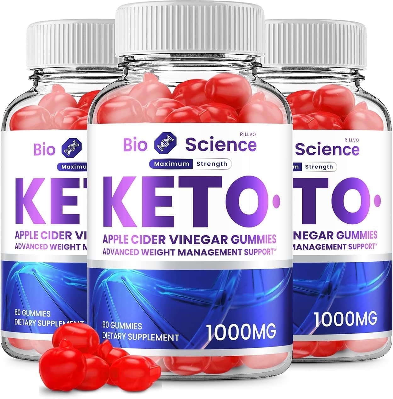 3 Pack Bio Science Keto ACV Gummies BioScience Advanced Formula Apple ...