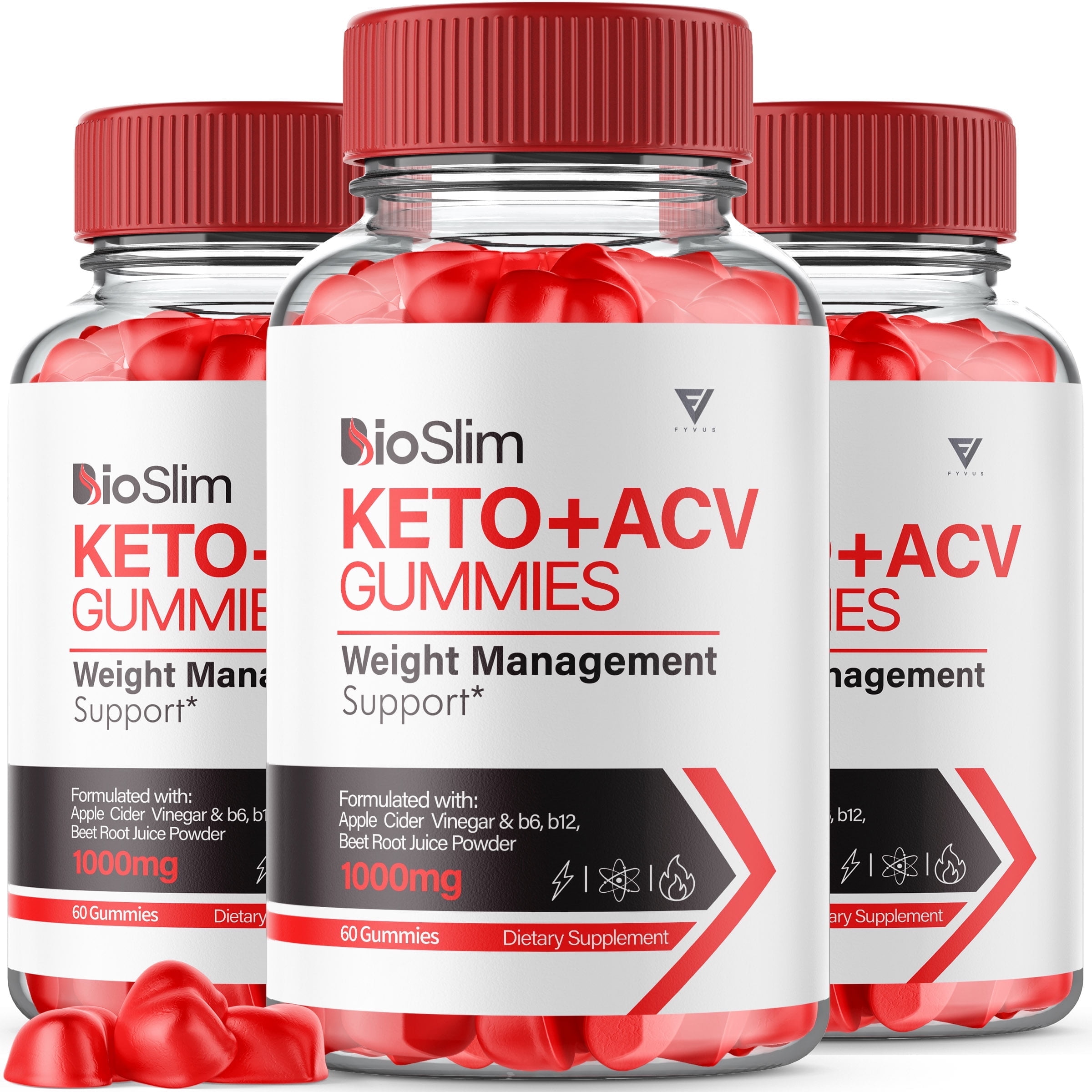 (3 Pack) Bioslim Keto + ACV Gummies Vitamin B12 Vitamin B6 Gut Health ...