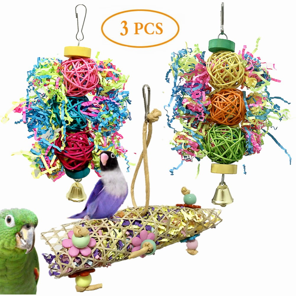 3 Pcs/lot Parrot Pet Chew Toys Bird Toy Set For Shredder Foraging ...