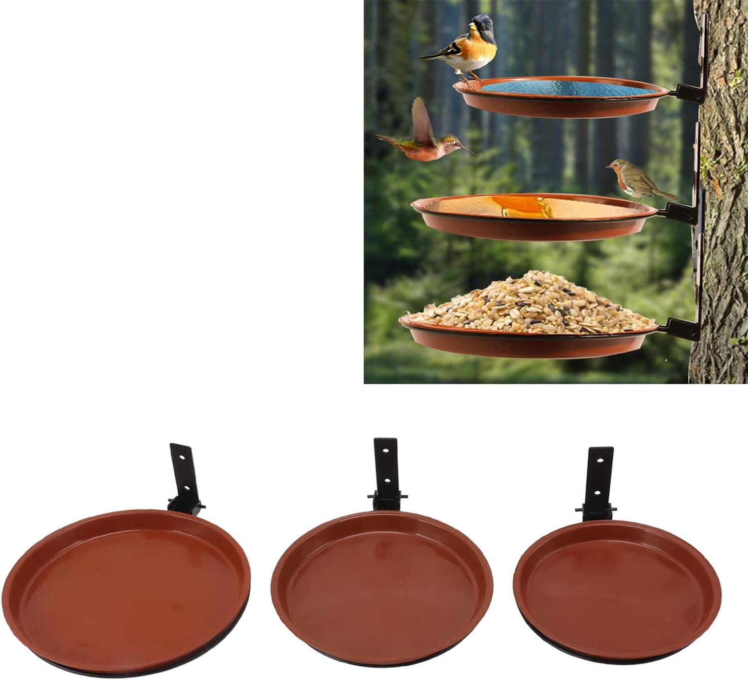3 Pack Bird Feeder, Tree Mounted for Bird Feeder Bird Bath Bowl ...