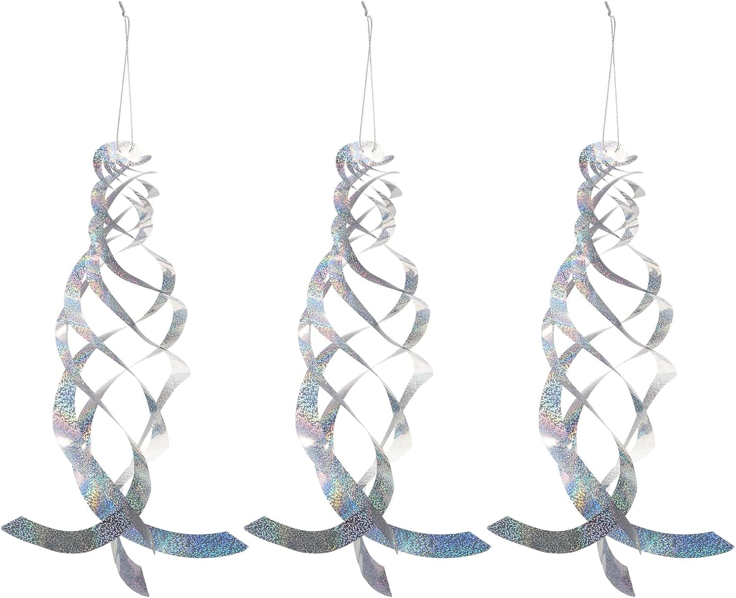 3 Pack Bird Repellent Spiral Reflectors Silver Mylar Spinner, Hanging ...