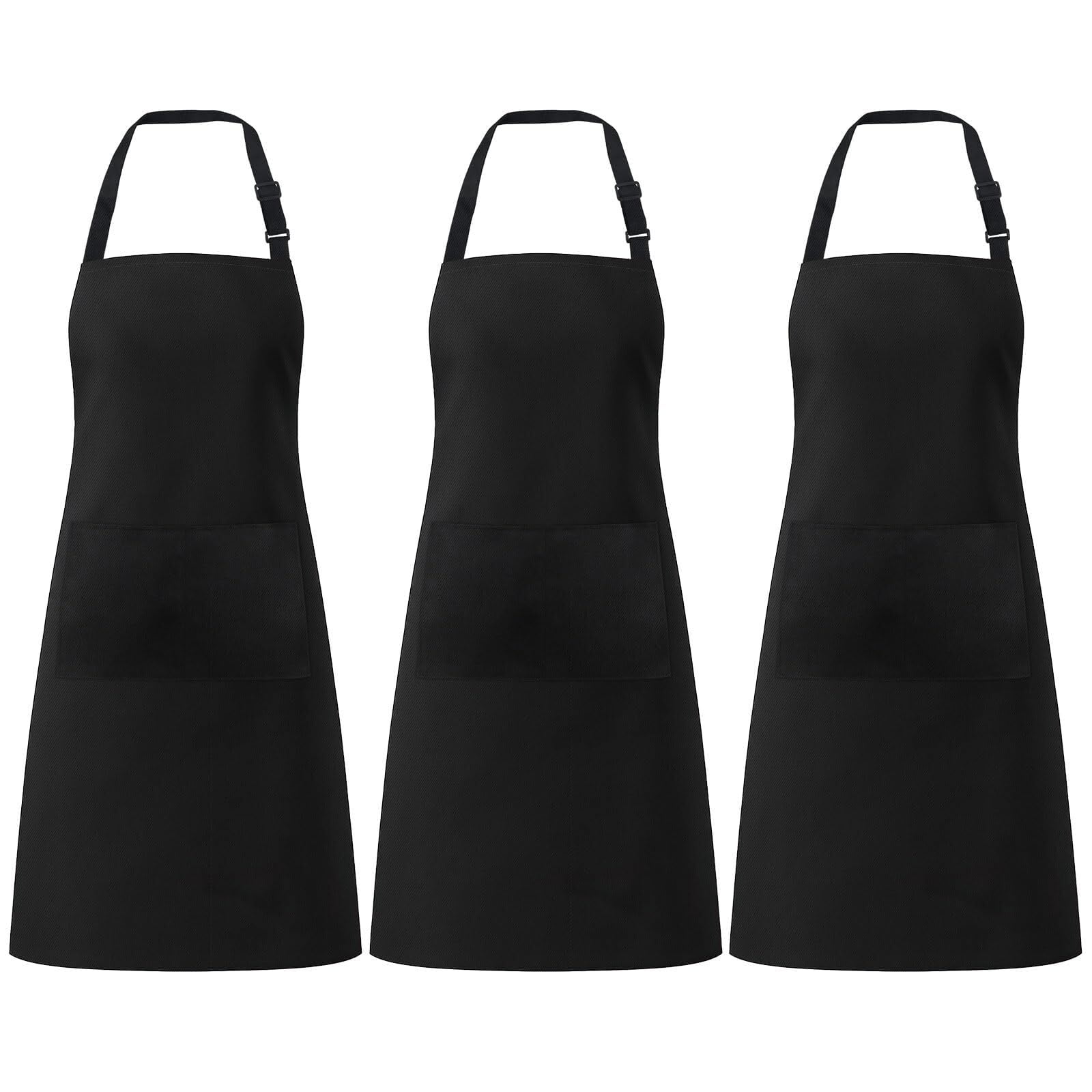 3 Pack Black Aprons For Women With Pockets, Adjustable Water Resistant ...