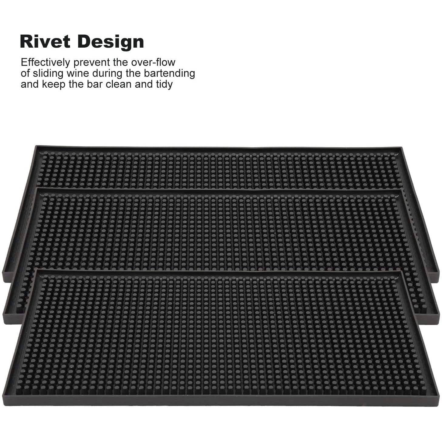 3 Pack Black Bar Mat Spill Mat Glass Drying Mat Cocktail Mixing Service ...