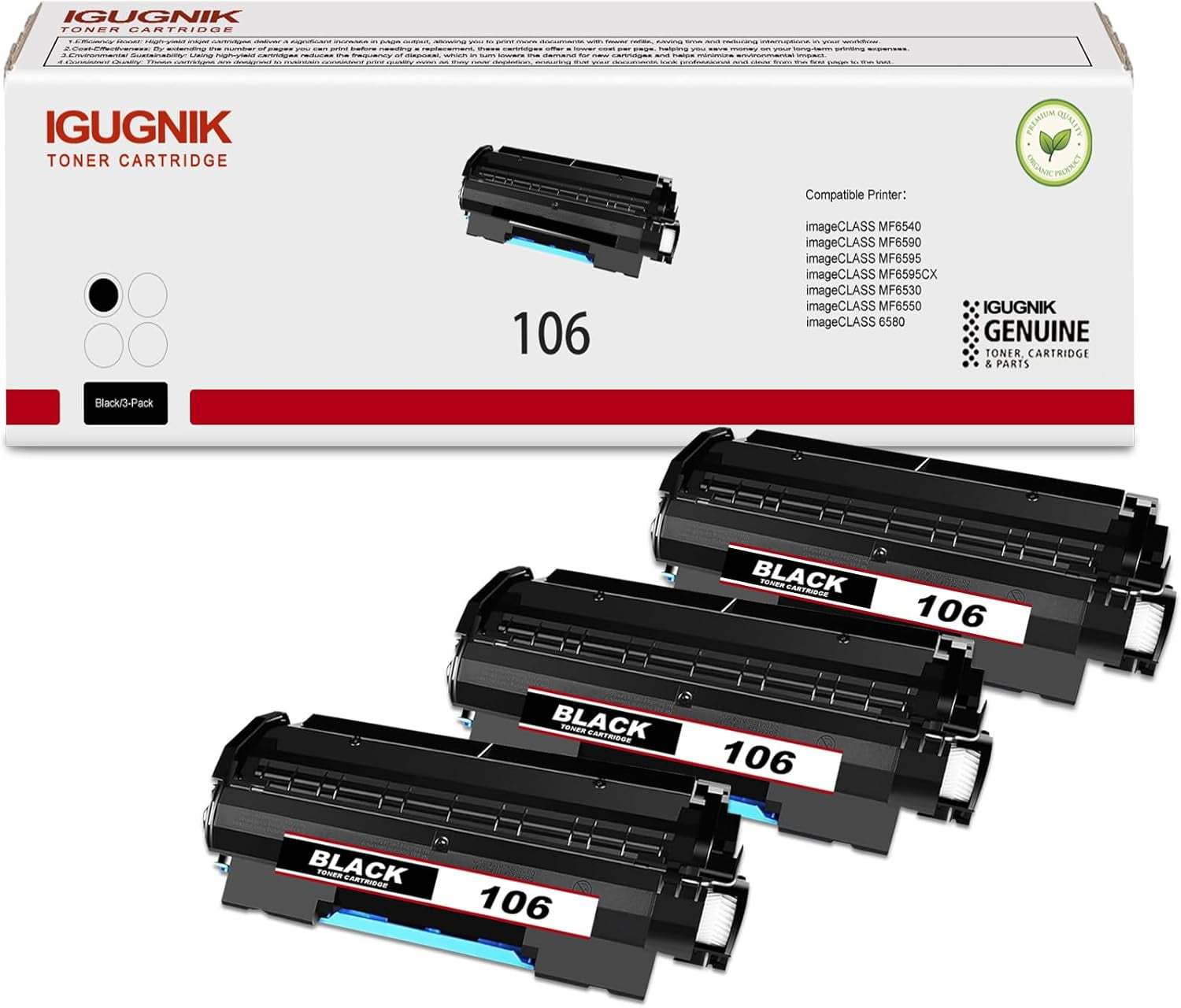 3-Pack Black Cartridge 106 Toner Cartridges, Replacement for Canon ...