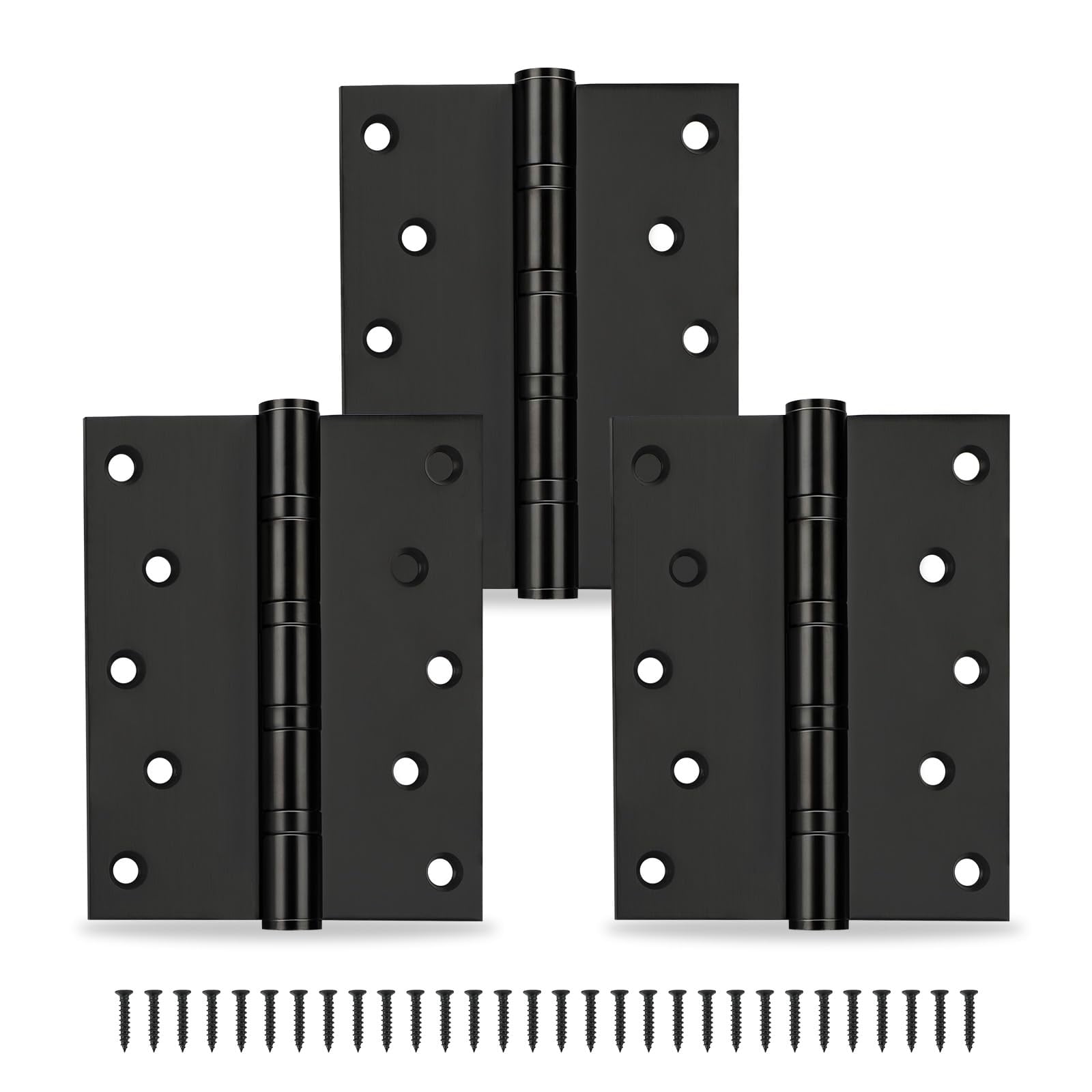 3-Pack Black Door Hinges, 5 Inch Heavy Duty Stainless Steel Hinge for ...