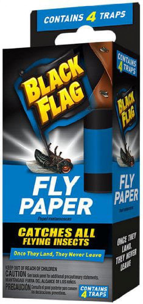 Black Flag Fly Paper - 3 Pack, Traps All Flying Insects, Contains 4 per ...