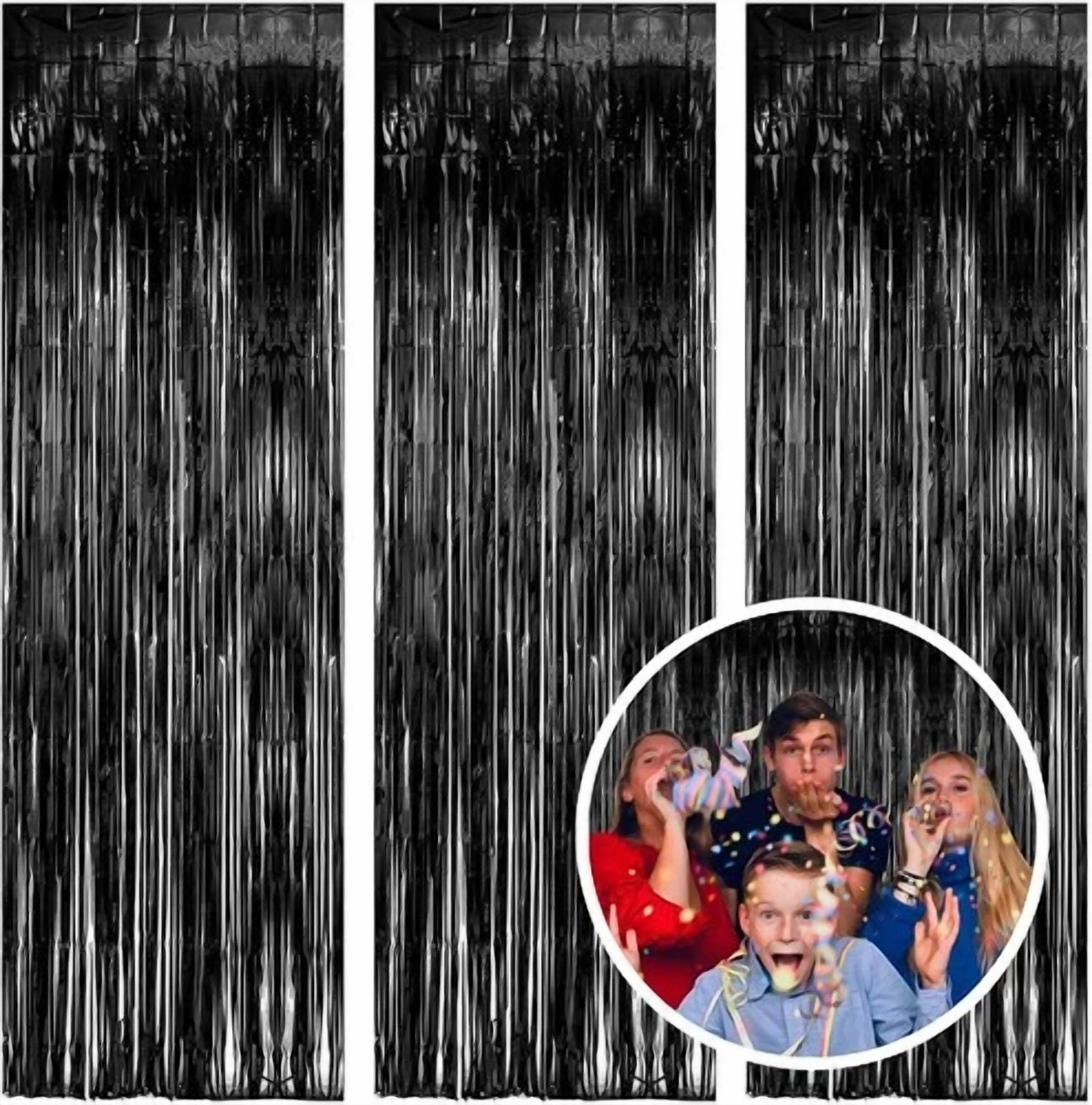 3 Pack Black Fringe Backdrop Streamers Halloween 3.28 Ft X 6.56 Ft ...