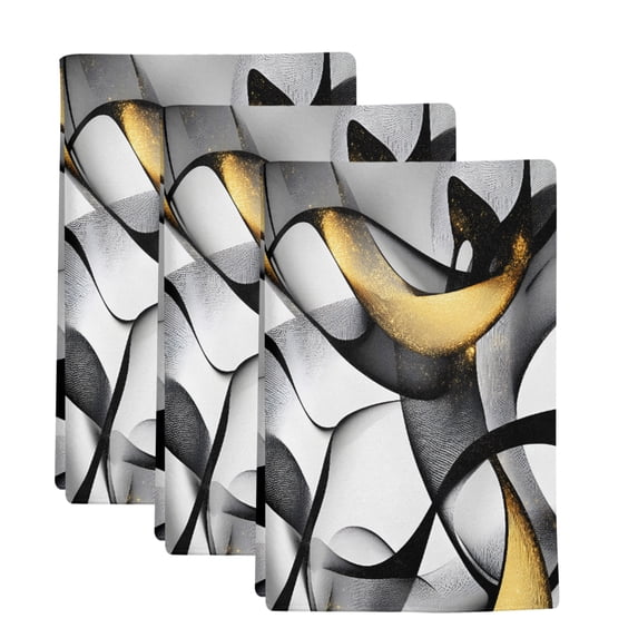 3 Pack Black and Gold Line Kitchen Towels Abstract Art Modern Geometric ...