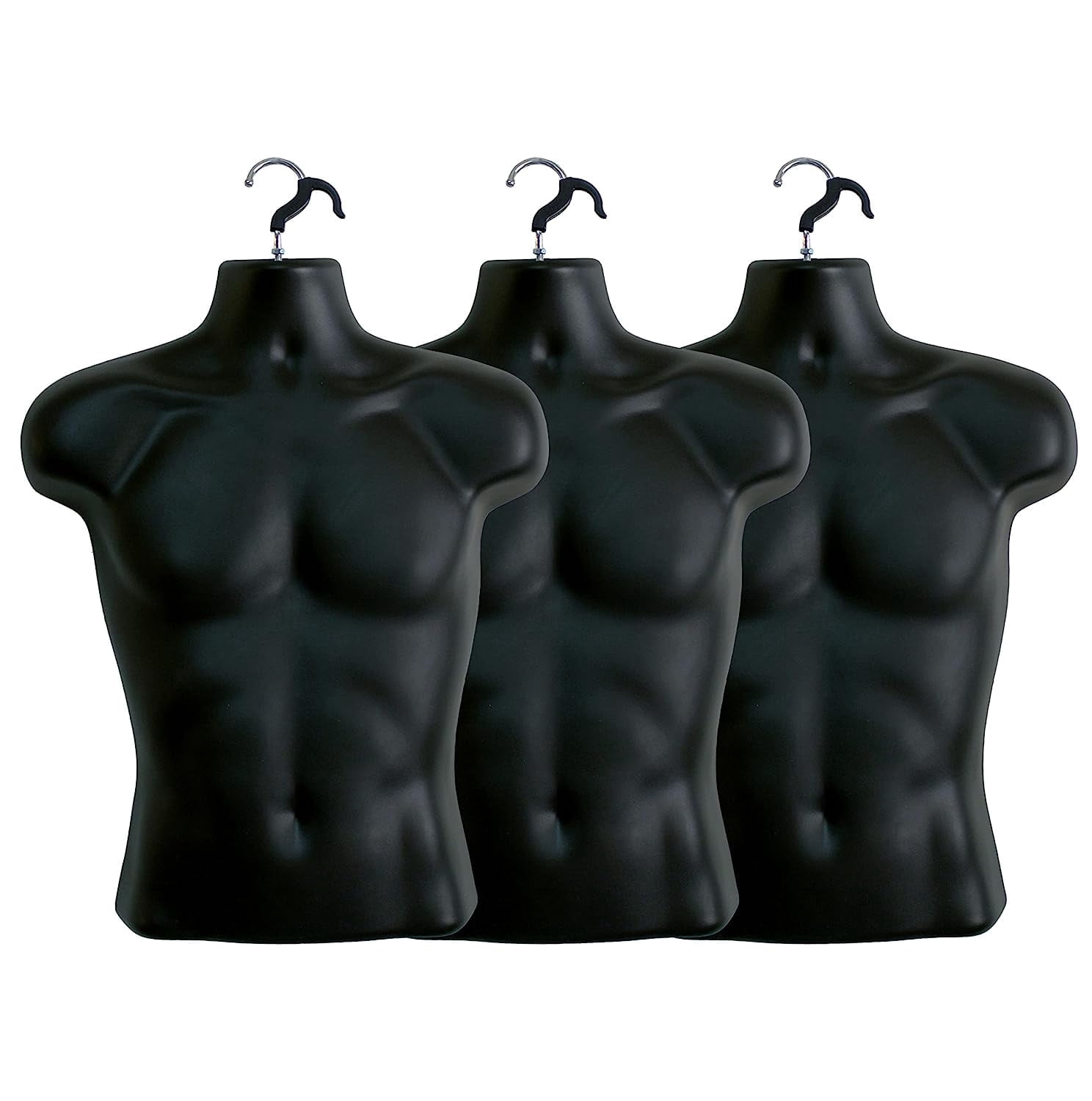 3 Pack Black Male Mannequin Torso, Dress Form Tshirt Display Countertop ...