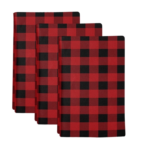 3 Pack Black Red Kitchen Towels Buffalo Plaid Checked Decorative Dish ...