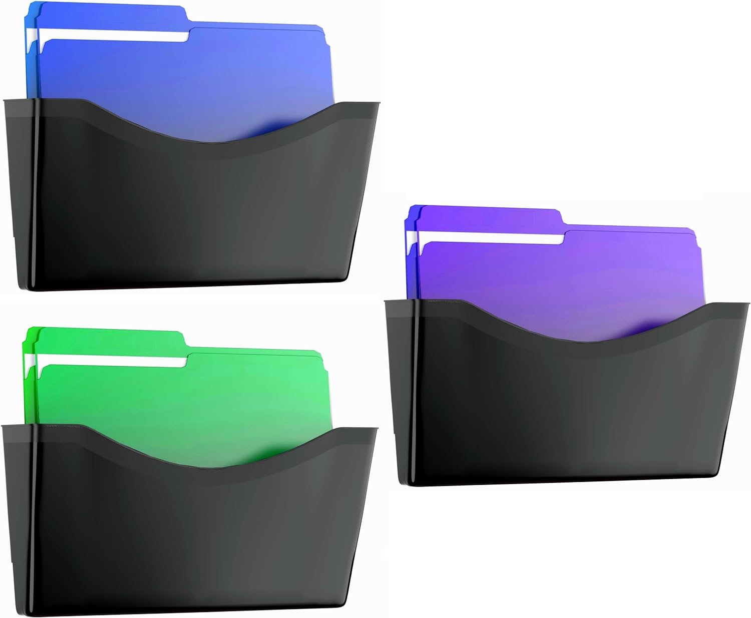 3 Pack Black Single Pocket File Holder Hanging Wall Organizer, Wall ...