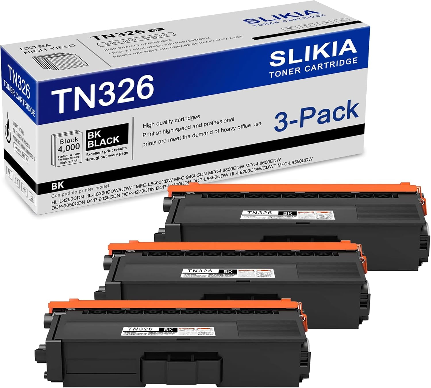 3-Pack Black TN326 Toner Cartridge: Compatible TN326 TN-326 Replacement ...