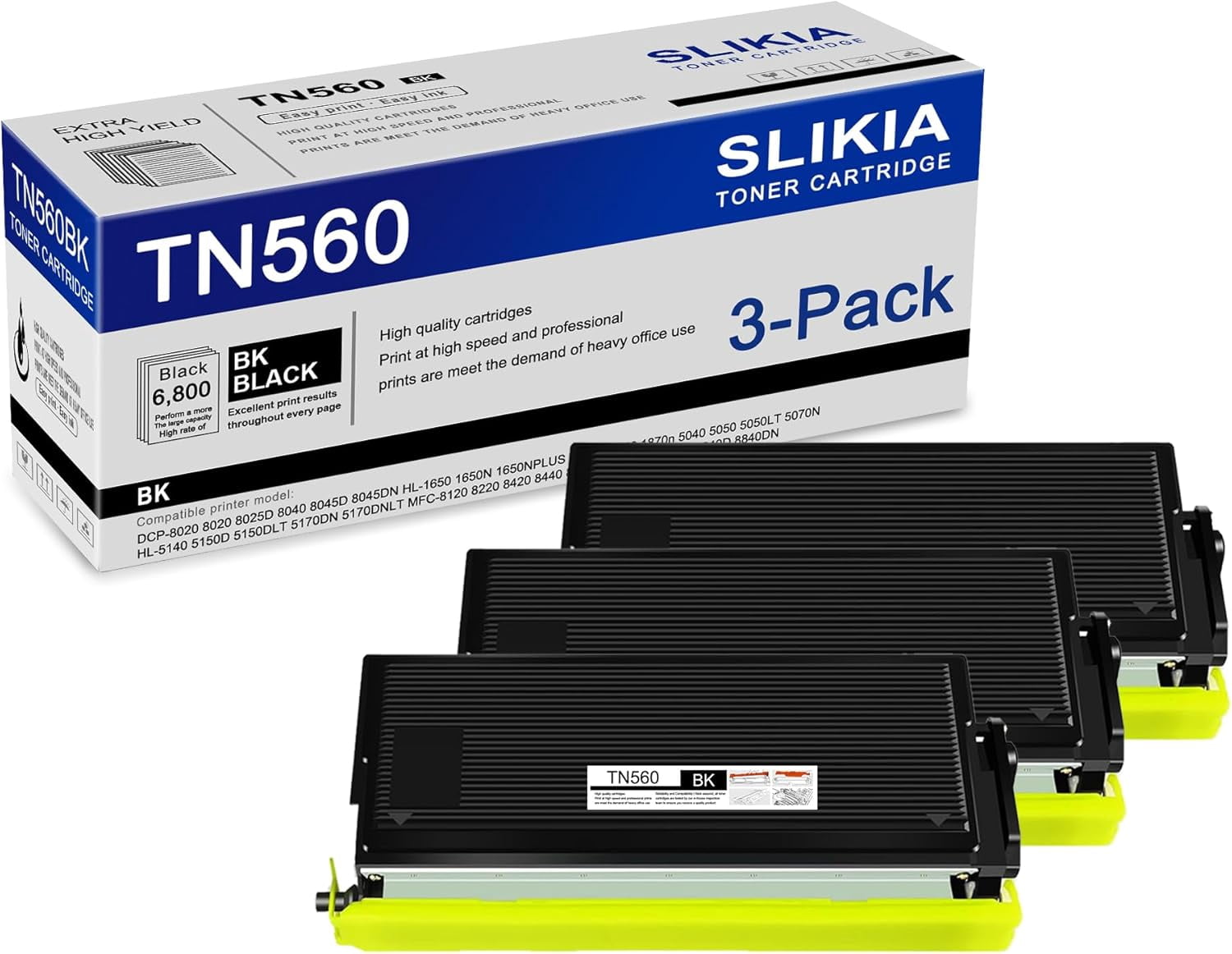 3-Pack Black TN560 Toner Cartridge: Compatible TN560 TN-560 Replacement ...
