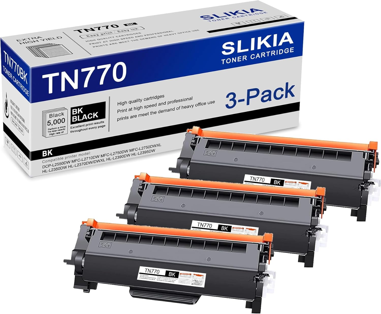 3-Pack Black TN770 Toner Cartridge: Compatible TN770 TN-770 Replacement ...