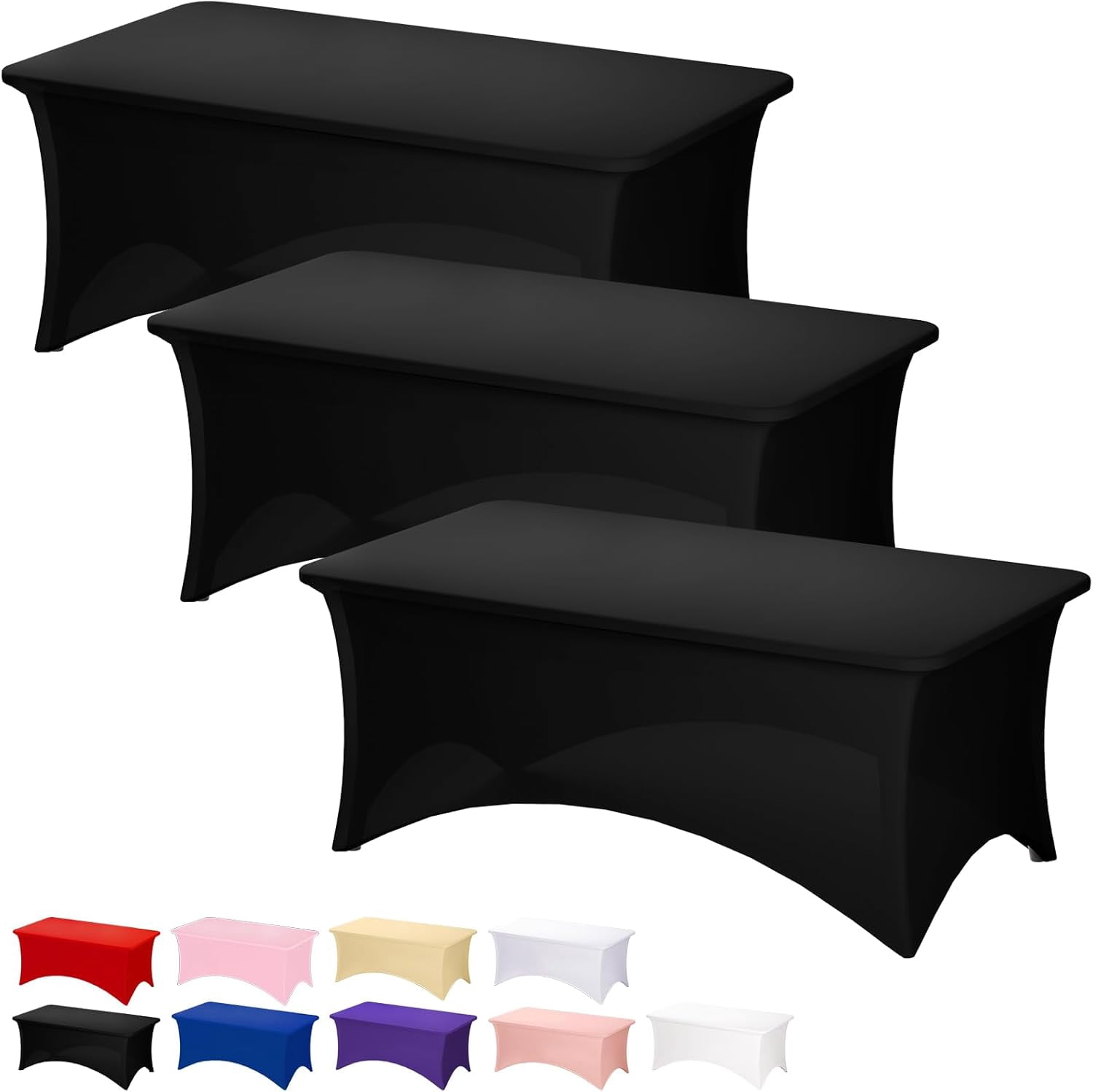 3 Pack Black Table Cloth for 6FT Rectangle Tables, Rectangular ...