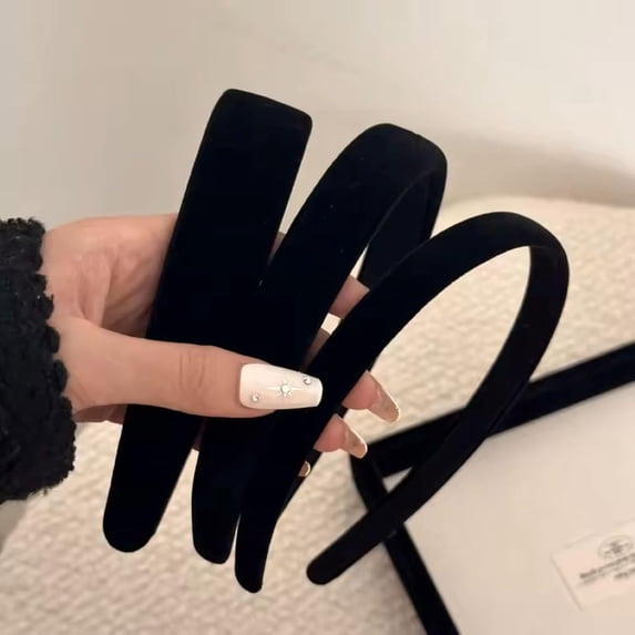 3-Pack Black Velvet Headbands for Women, Non-Slip Padded Hair Bands in ...