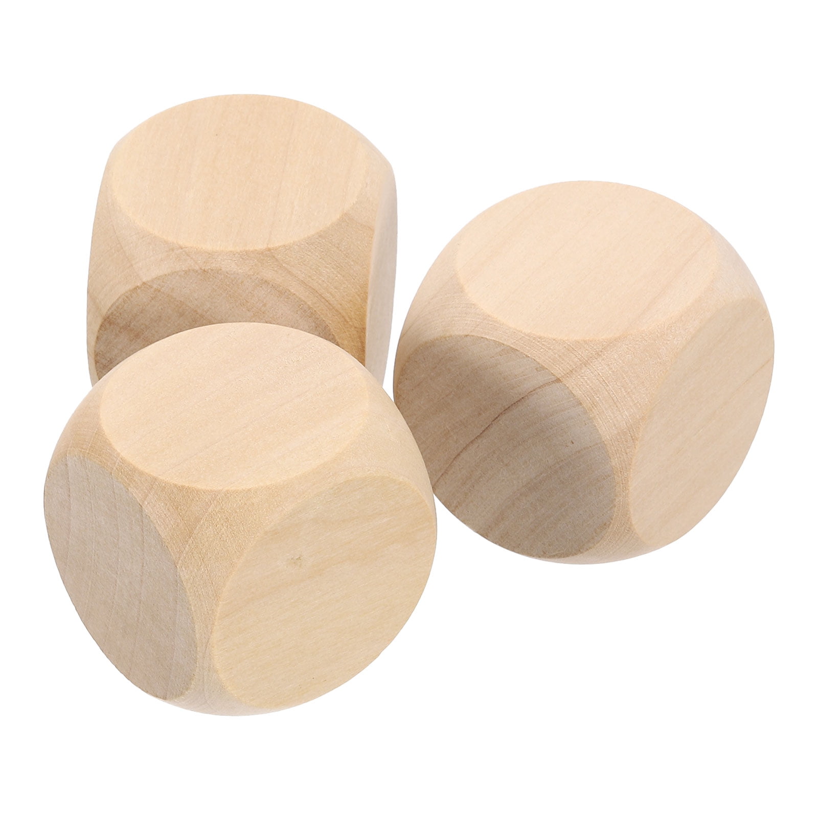 3 Pack Blank Wooden Dice, 40mm/1.57inch Unfinished Wooden Cube Rounded ...