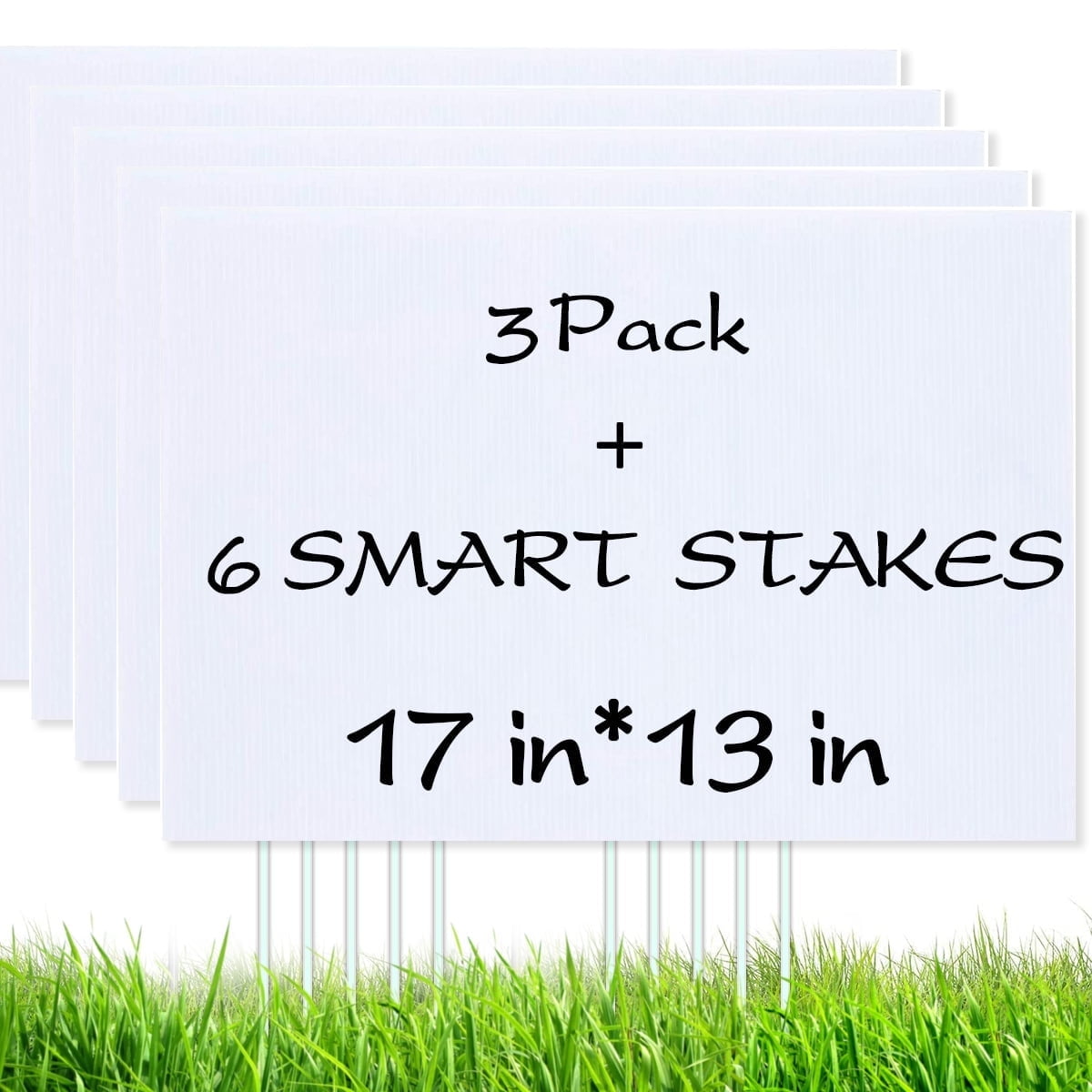 3 Pack Blank Yard Signs 13" x17" - Lawn Sign with Stakes - Water ...