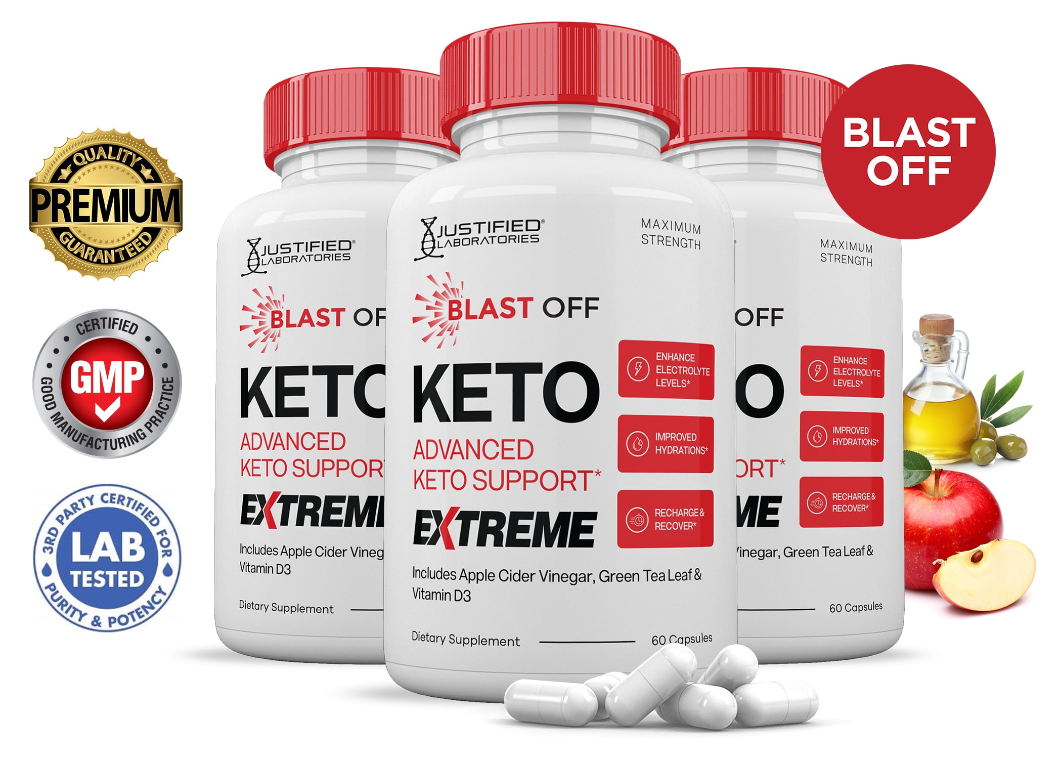 (3 Pack) Blast Off Keto ACV Extreme Pills 1675mg Alternative to Gummies ...