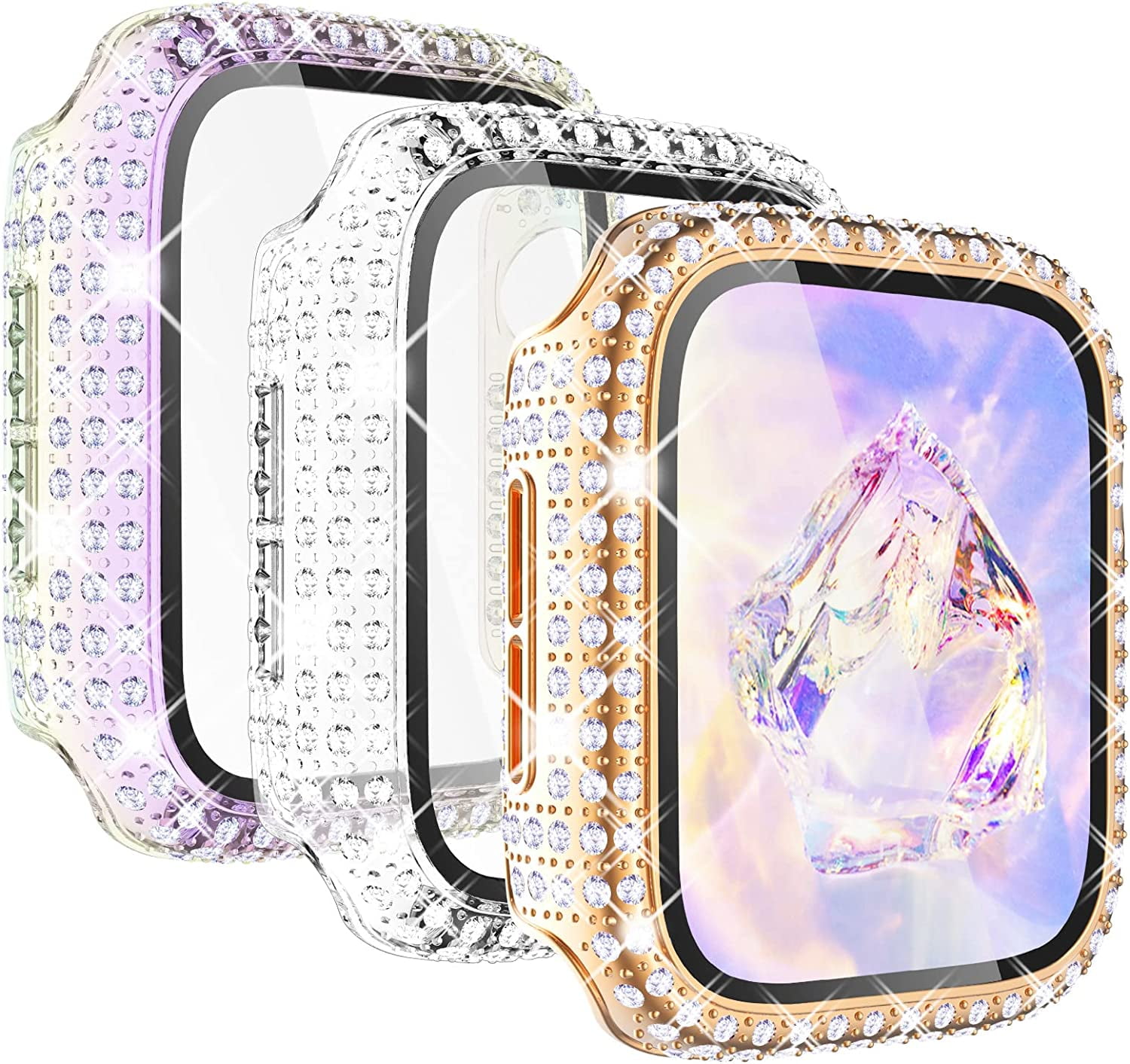 3-Pack Bling Cases Compatible for Apple Watch 40mm Case with Built-in ...