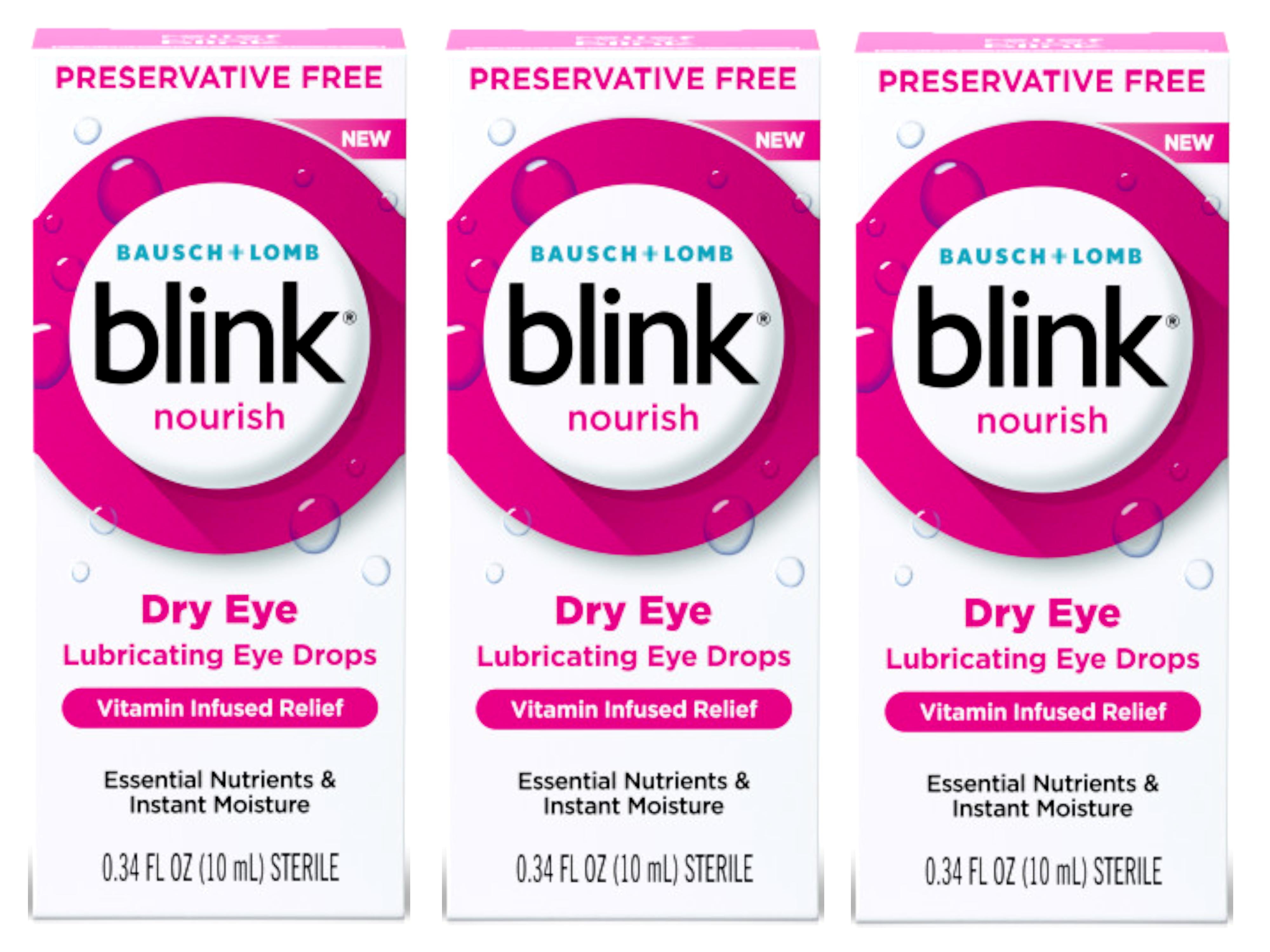 3 Pack - Blink Nourish Eye Drops for Dry Eyes, 0.33 fl oz, Preservative ...