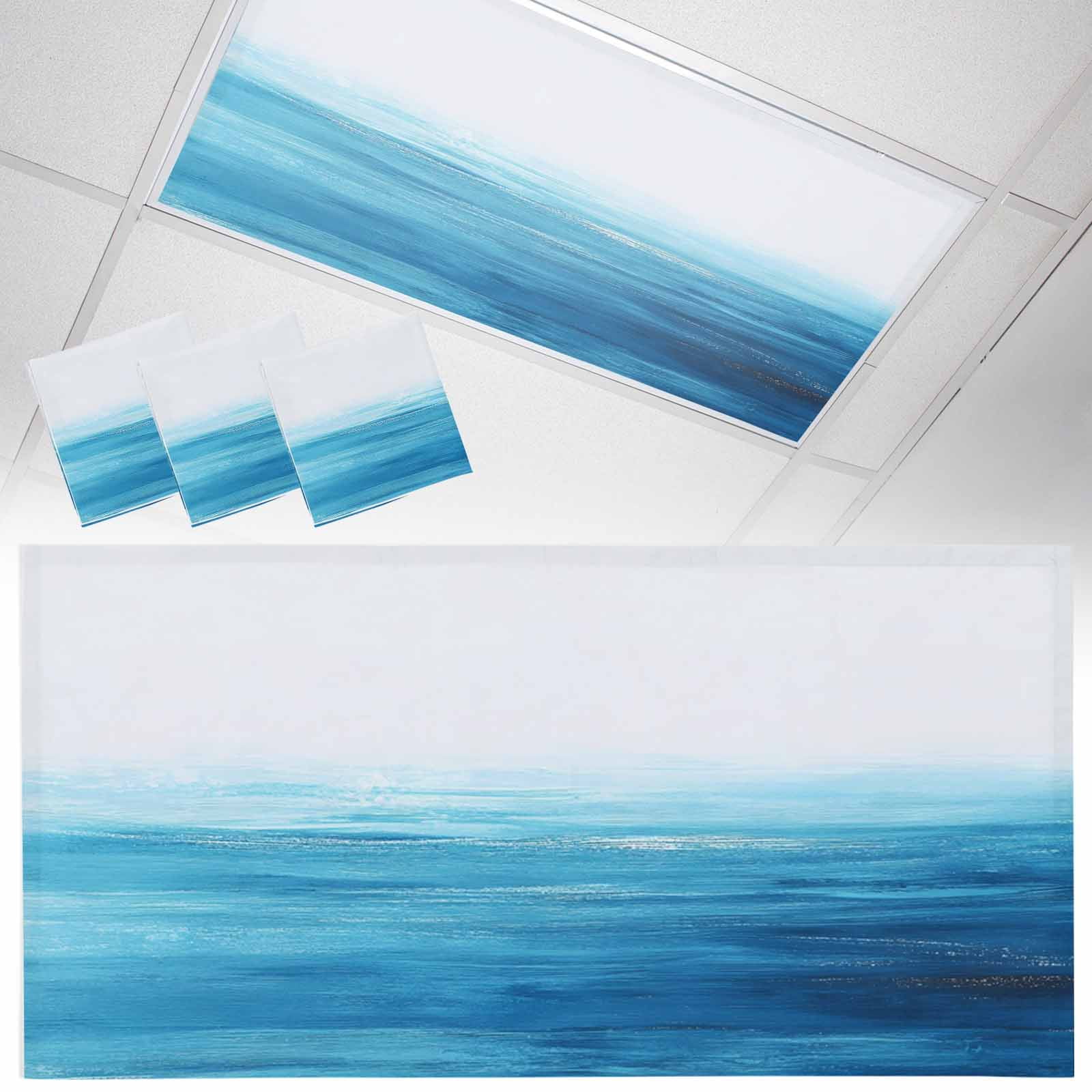 3 Pack Blue Gradient Fluorescent Light Covers for Ceiling Lights Ocean ...
