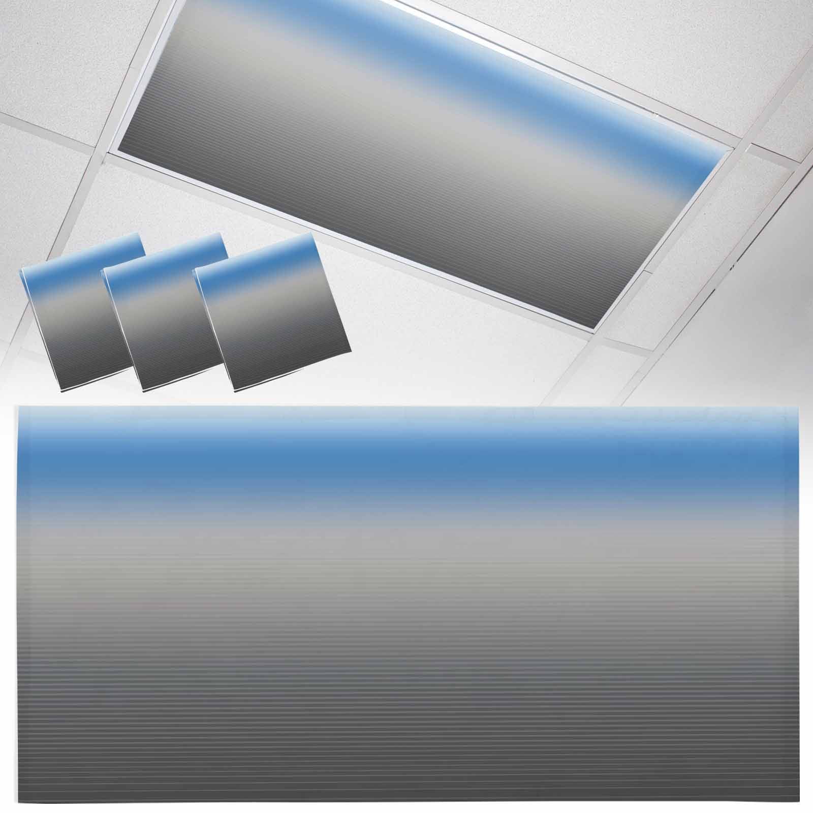 3 Pack Blue Grey Fluorescent Light Covers for Ceiling Lights Stripe ...