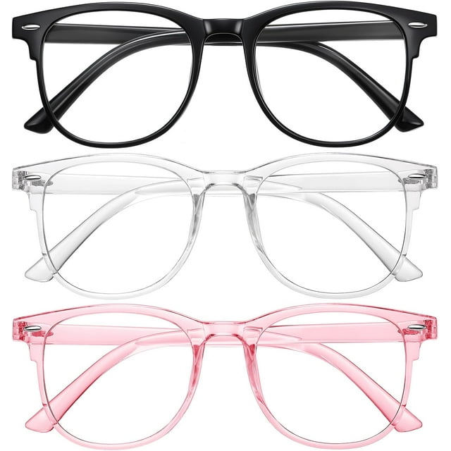 3 Pack Blue Light Blocking Glasses for Women Men, Round Computer ...