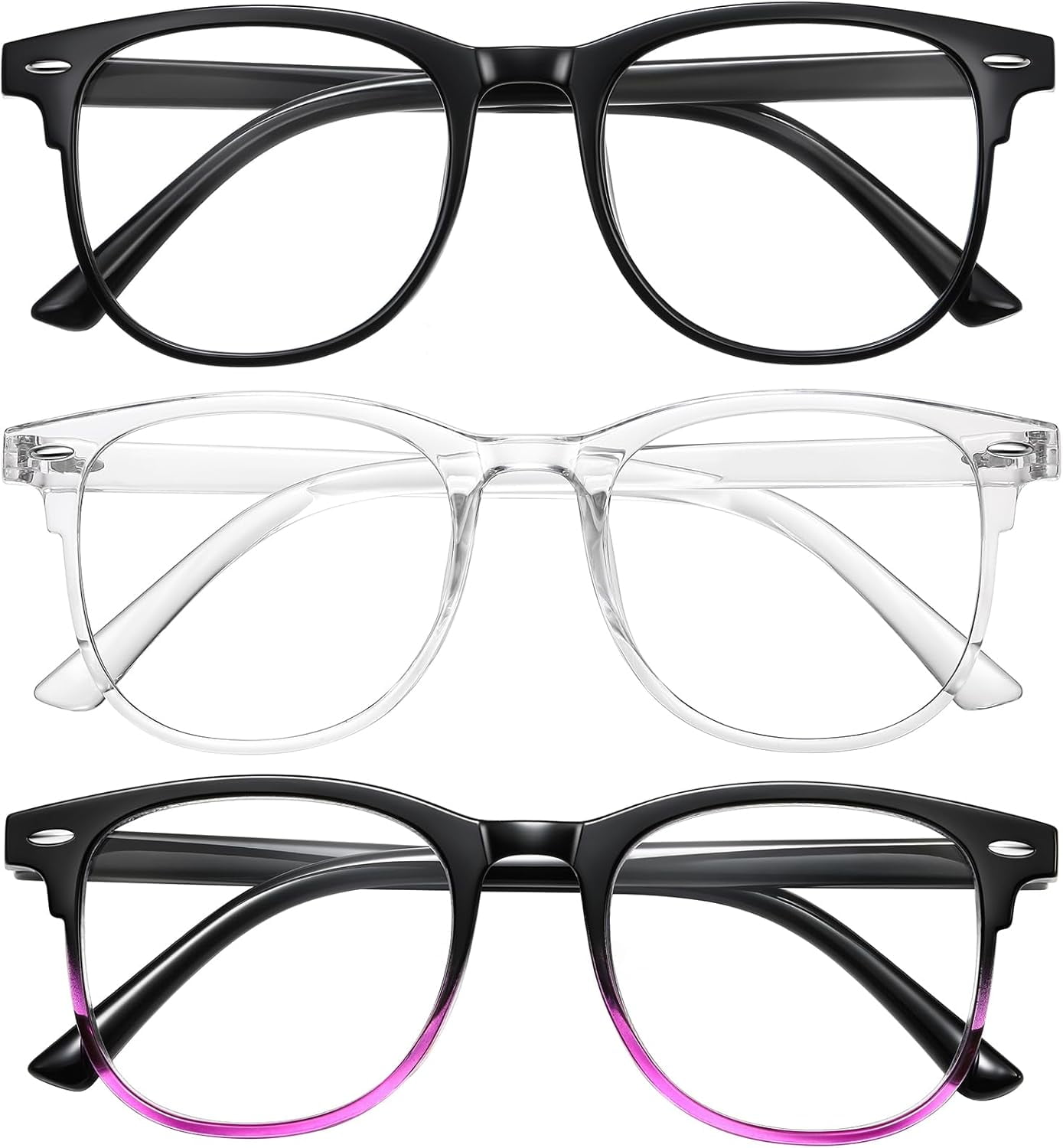 3 Pack Blue Light Blocking Glasses for Women Men, Round Computer ...