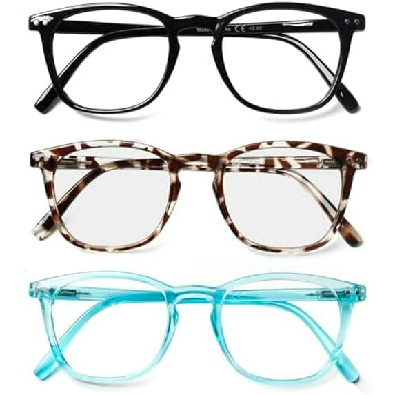 3 Pack Blue Light Blocking Reading Glasses,Spring Hinge Computer ...