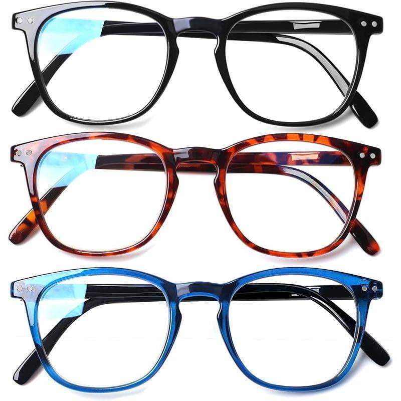 3 Pack Blue Light Blocking Reading Glasses,Spring Hinge Computer ...