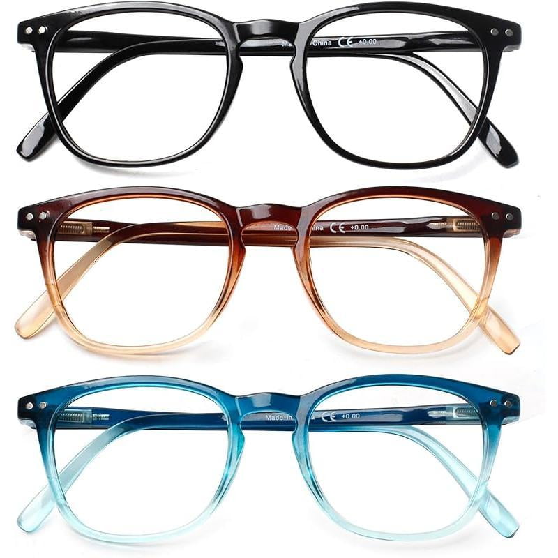 3 Pack Blue Light Blocking Reading Glasses,Spring Hinge Computer ...