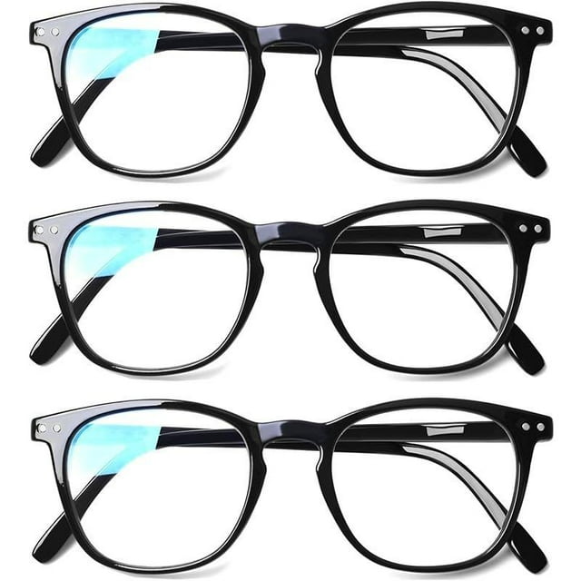 3 Pack Blue Light Blocking Reading Glasses,Spring Hinge Computer ...