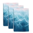 3 Pack Blue Pink Ombre Kitchen Towels Abstract Coastal Ocean Waves ...
