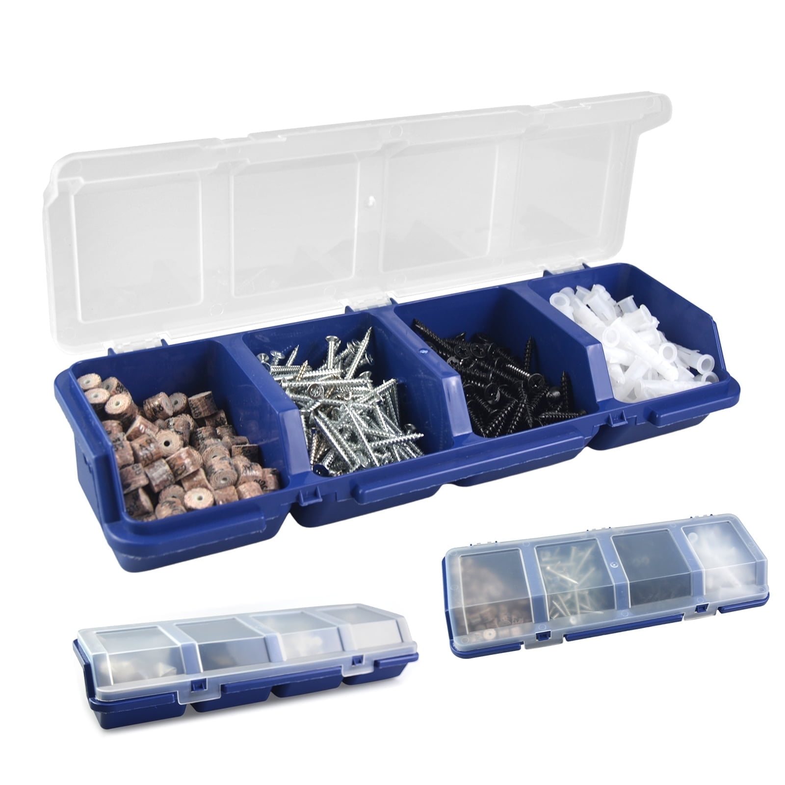 3 Pack Blue Screw Organizer Storage Bins for Garage / Craft Tool ...
